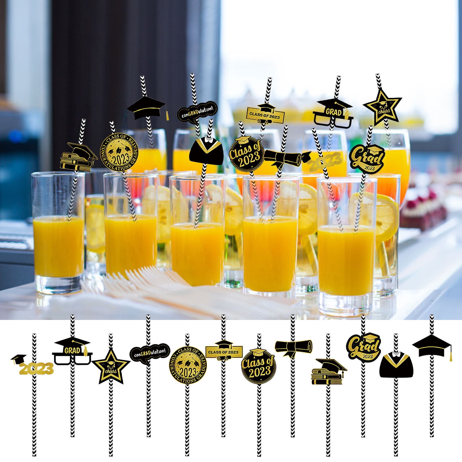 Graduation Season Party Straws 24 Pieces/Bag Graduation Hat Creative ...