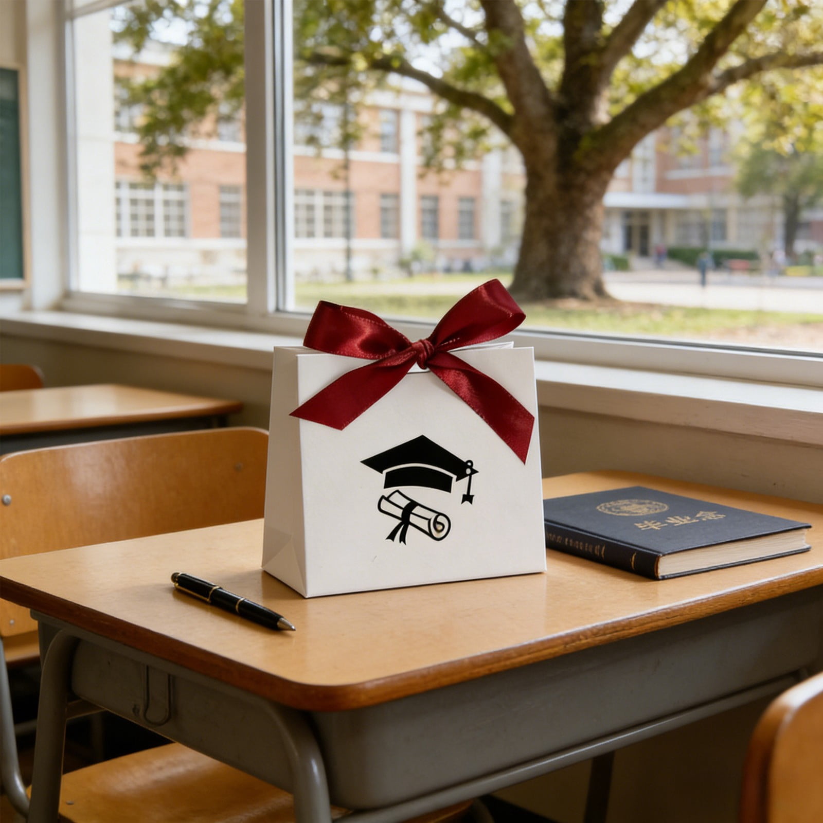Graduation Season Teacher Appreciation Gift Bag with Ribbon Bow, Small ...
