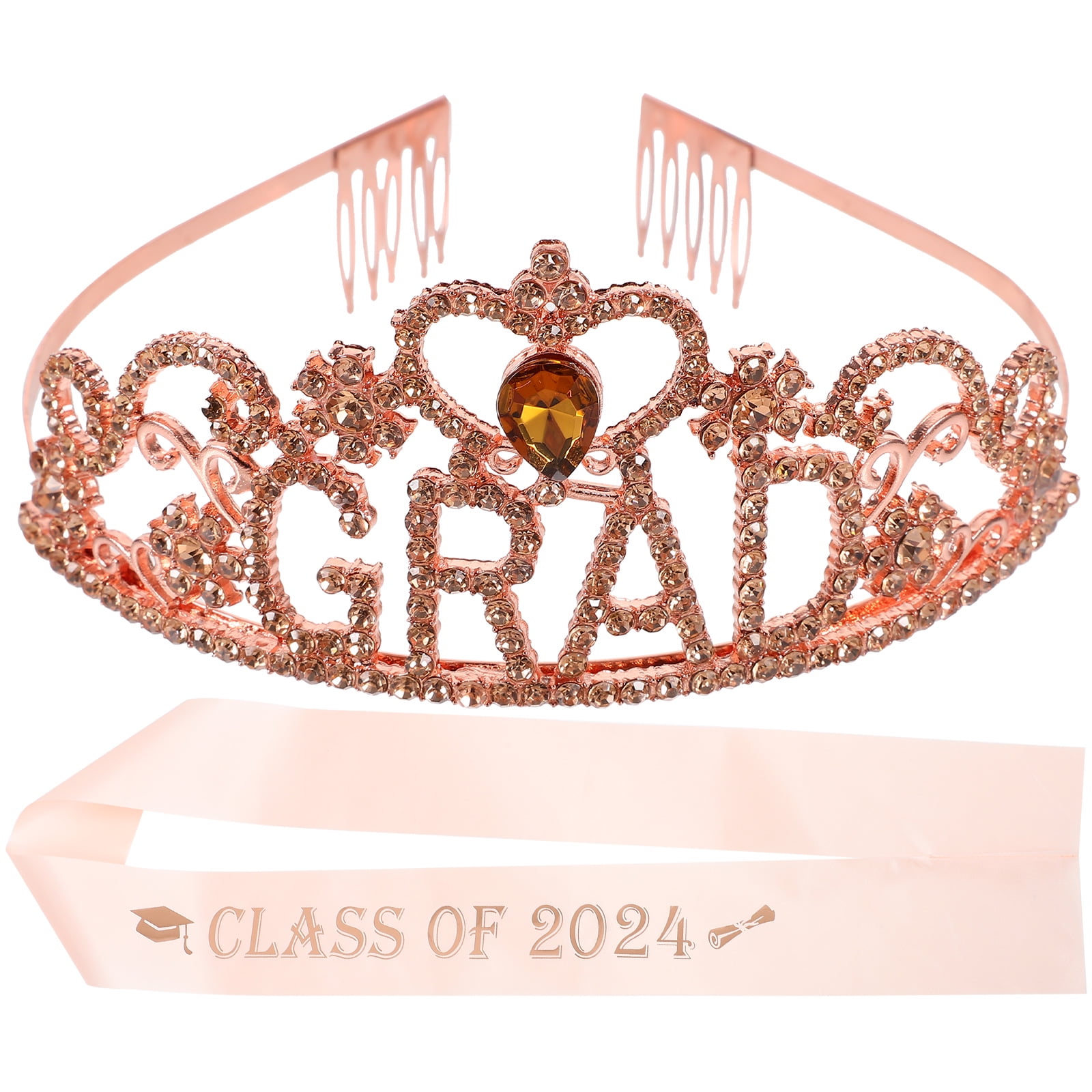 ifundom Rose Gold Grad Tiara Sash Perfect for Graduation Celebrations ...