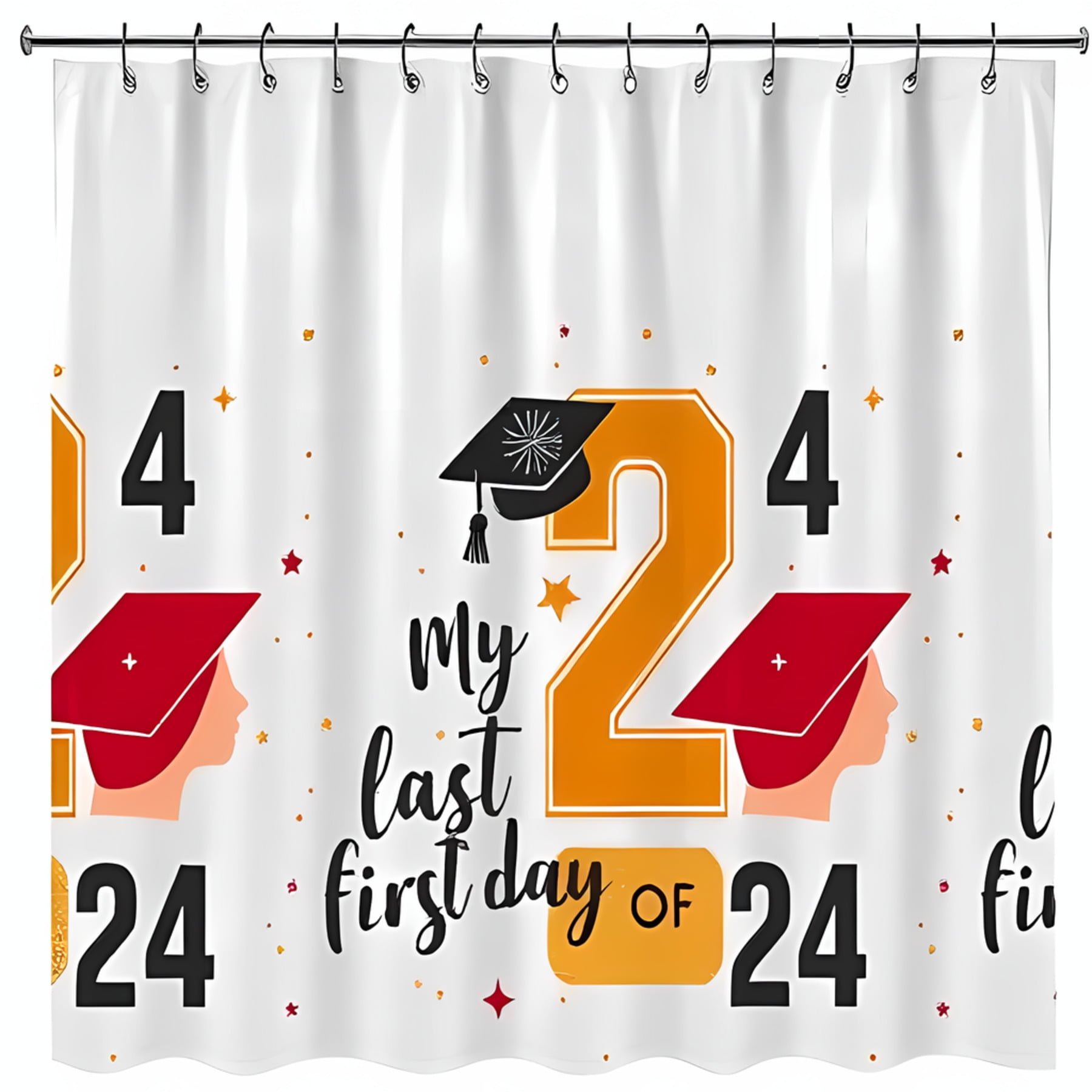Graduation Shower Curtain - Bold Varsity '24' Design with Graduation ...