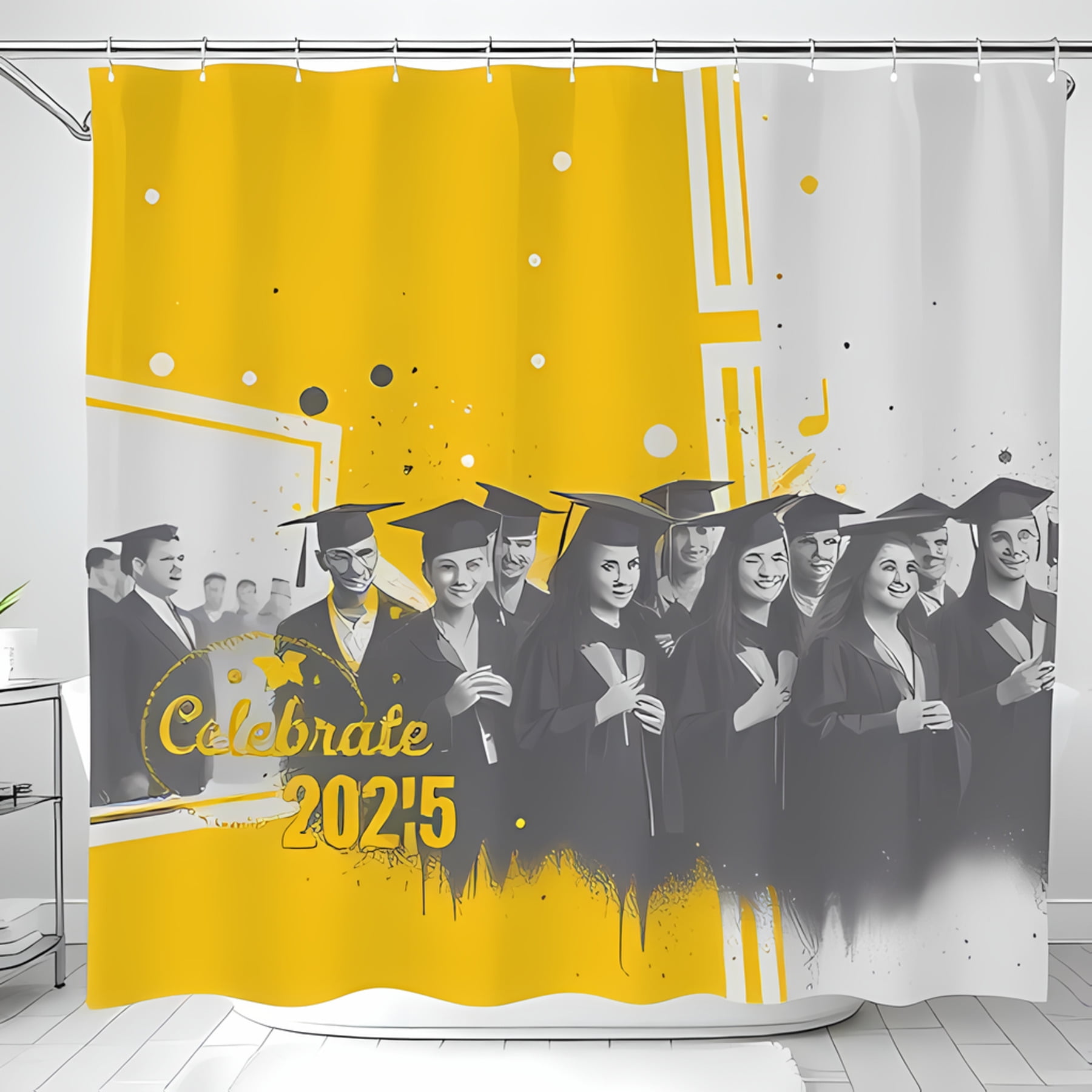 Graduation Shower Curtain - Celebrate 2021 with Cheerful Graduates in ...