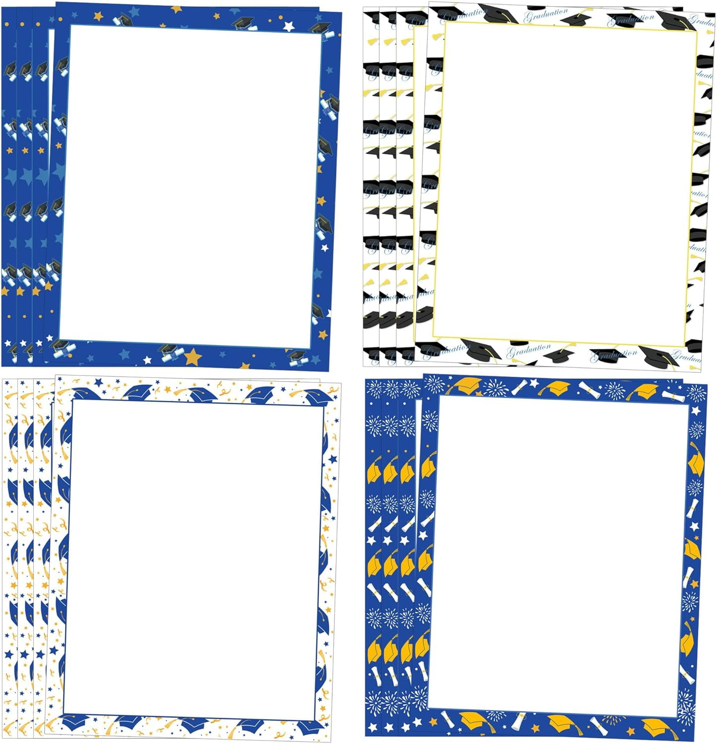 Graduation Stationery Paper Blue Graduation Cap Star Stationary Letter ...