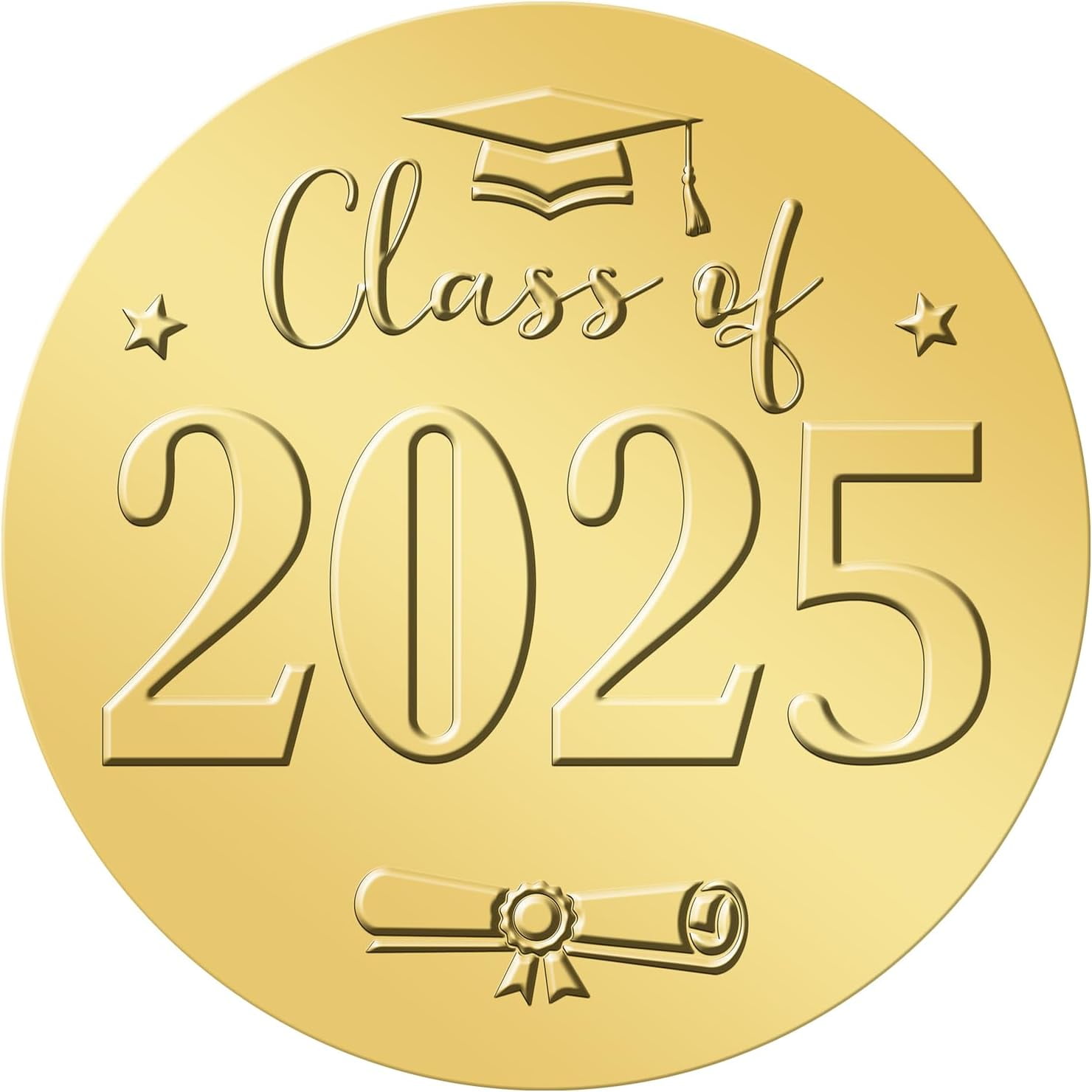 Graduation Stickers 2 Inch Embossed Class of 2025 Stickers 100Pcs Gold ...