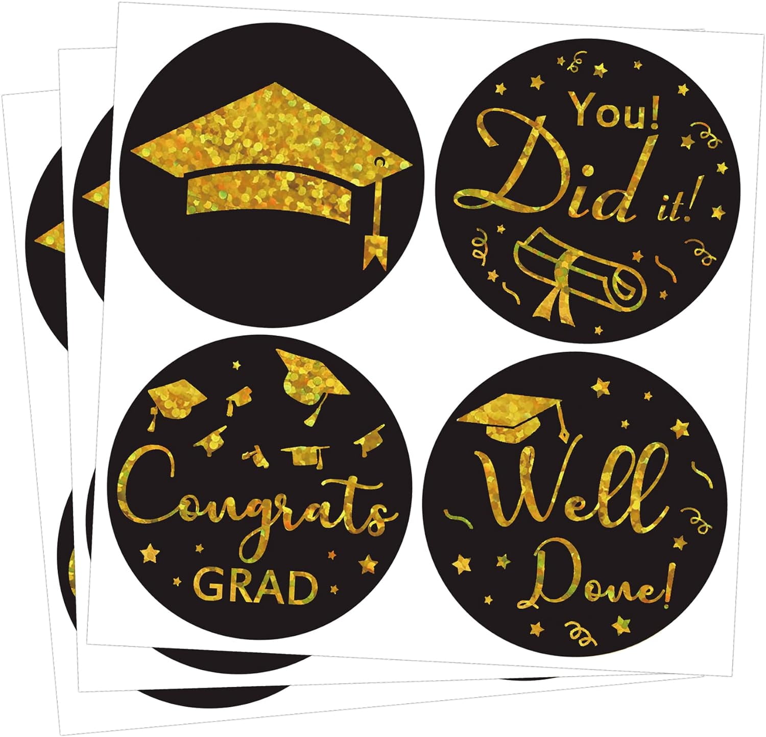 Graduation Stickers 2 inch Metallic Graduation Thank You Labels Class ...