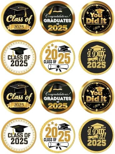 Graduation Stickers 60 PCS Class of 2025 Stickers Perforated Roll ...
