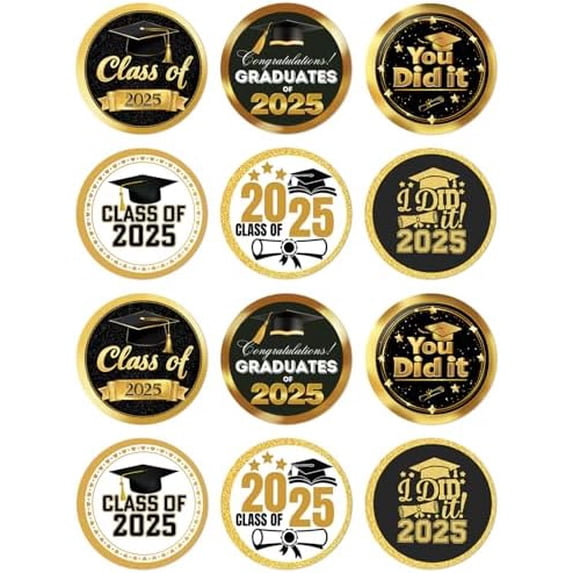 Graduation Stickers 60 PCS Class of 2025 Stickers Perforated Roll ...