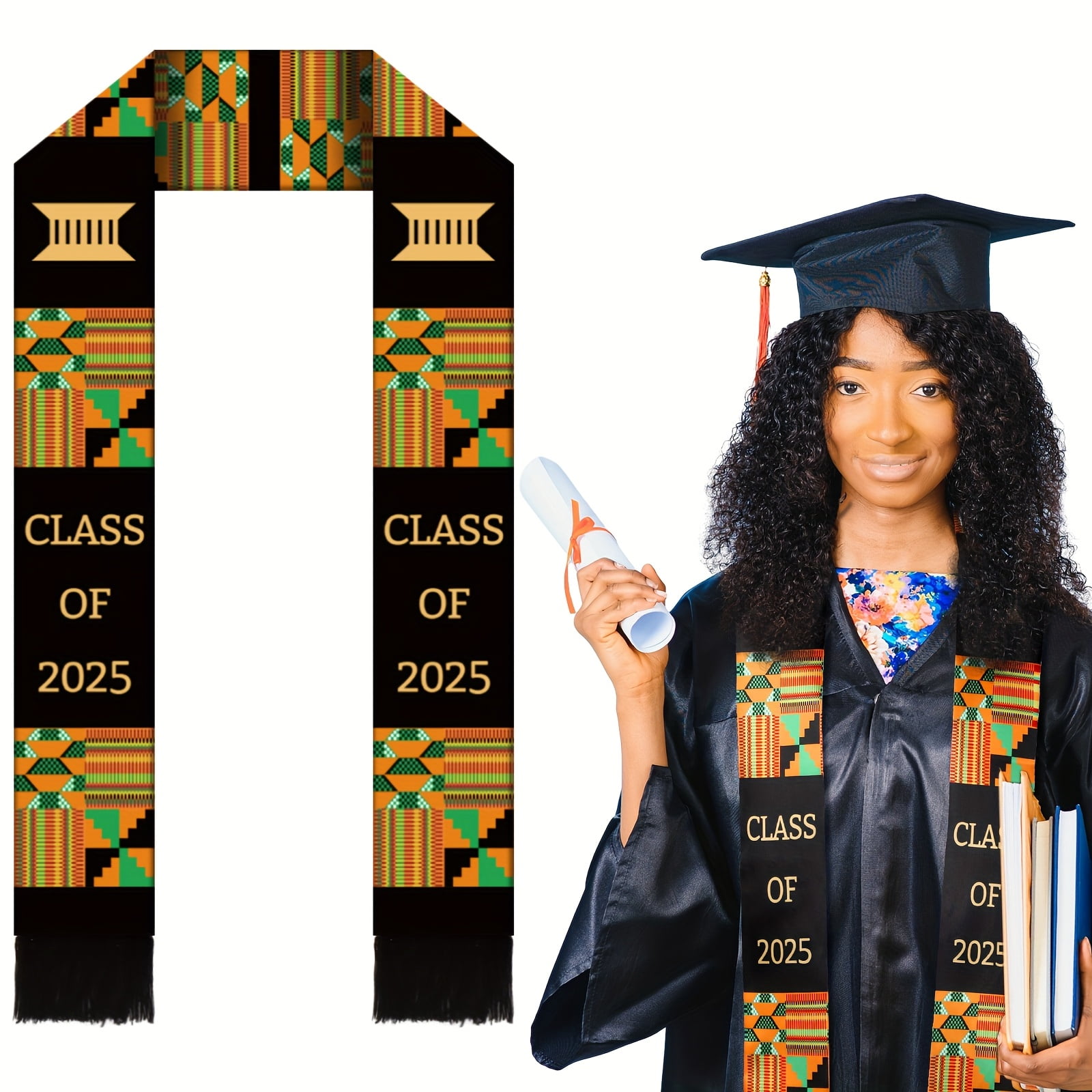 Graduation Stole Class Of 2025 71.65 X 4.72 Inches African Kente Stole ...