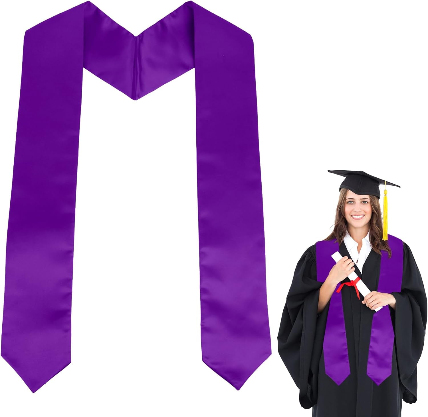 Graduation Stole Glass of 2025, 70" Plain Graduation Honor Stole Sash ...