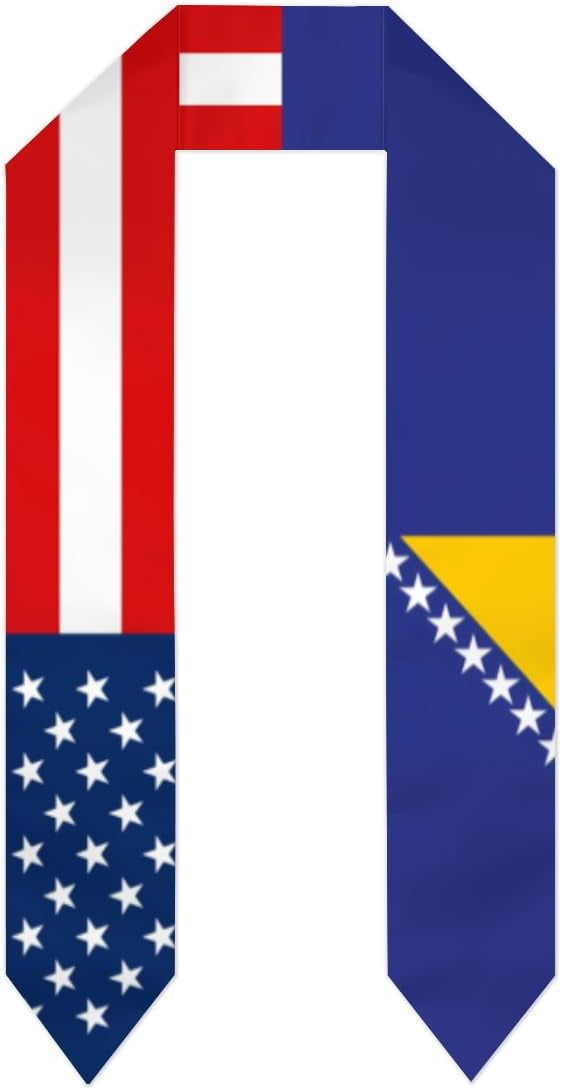Graduation Stole Graduation Shawl Scarf America Bosnia Bosnian Flag ...