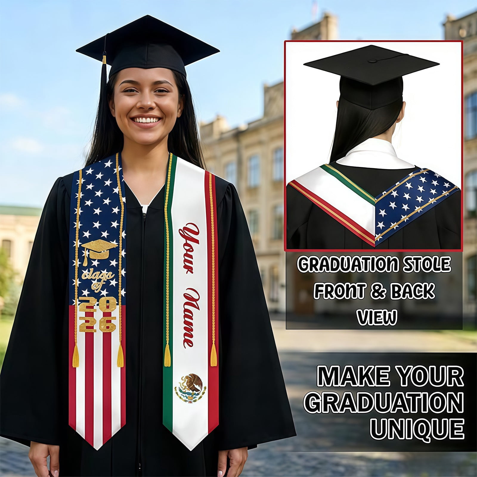 Graduation Stole for Class of 2026, Custom Personalized Name Stole for ...
