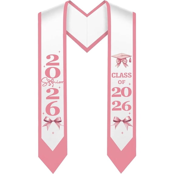 Graduation Stole for The Class of 2026, Featuring a Pink Bow, Perfect ...