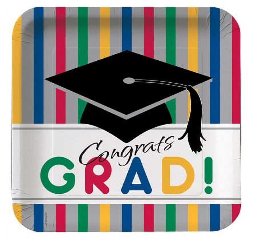 Graduation Stripes Deep Dish 10-inch Paper Plates 8 Per Pack - Walmart.com