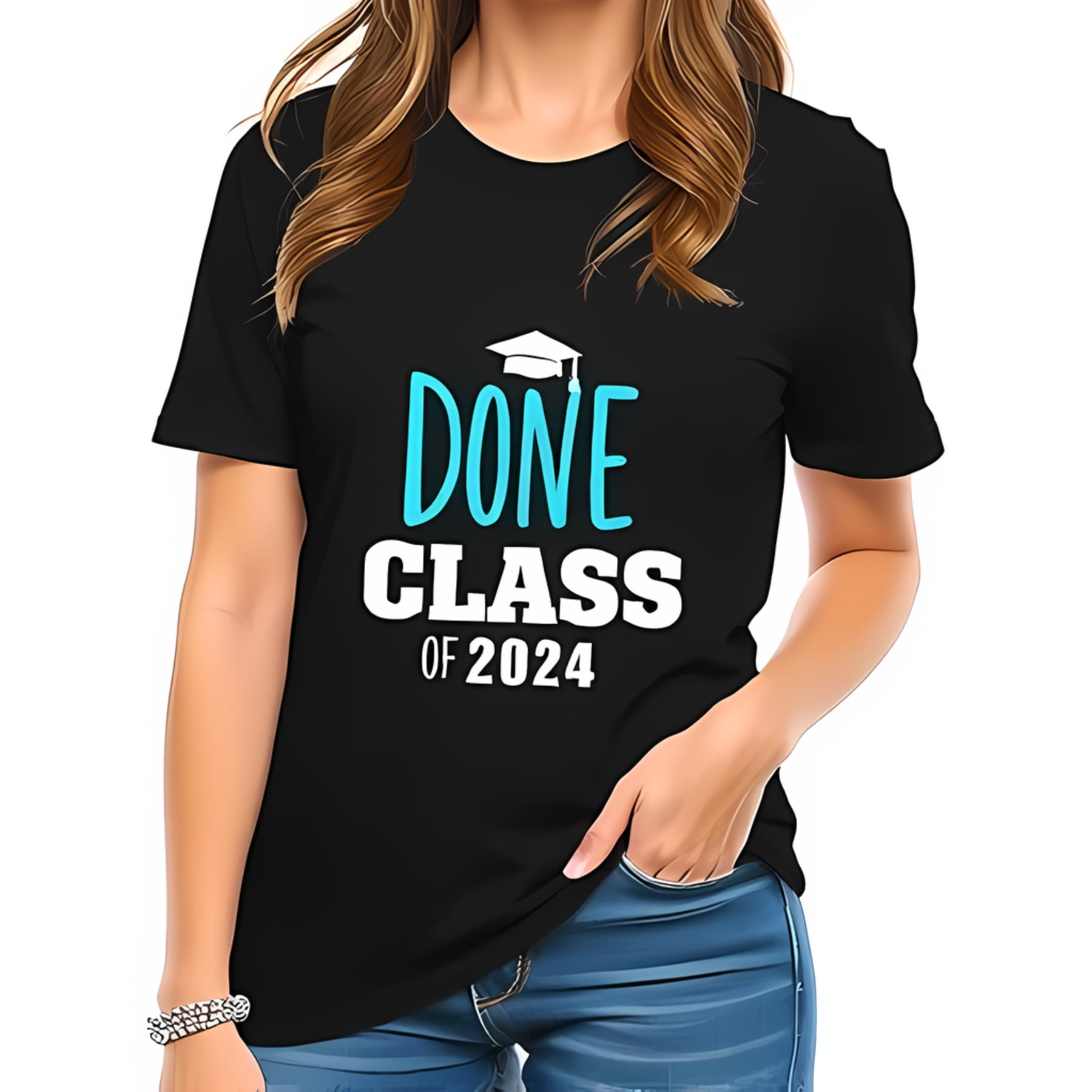 Graduation T-Shirt for Class of 2024 - Black Cotton Short Sleeve Tee ...