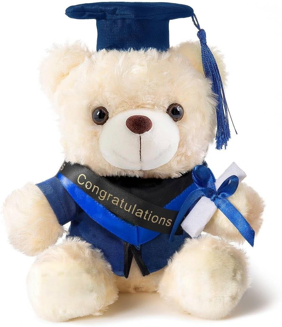 Graduation Teddy Bear Plush with Cap and Diploma, 8 inch (Blue ...