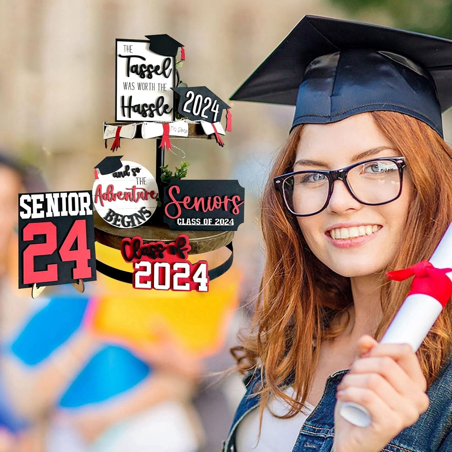 Graduation Tiered Tray Decor 2024 Graduation Wooden Signs Congrats Grad ...