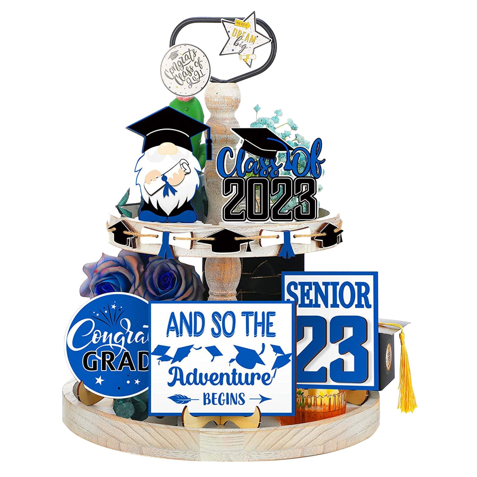 Graduation Tiered Tray Decor Set Class Of 2023 Table Decorations Cap ...