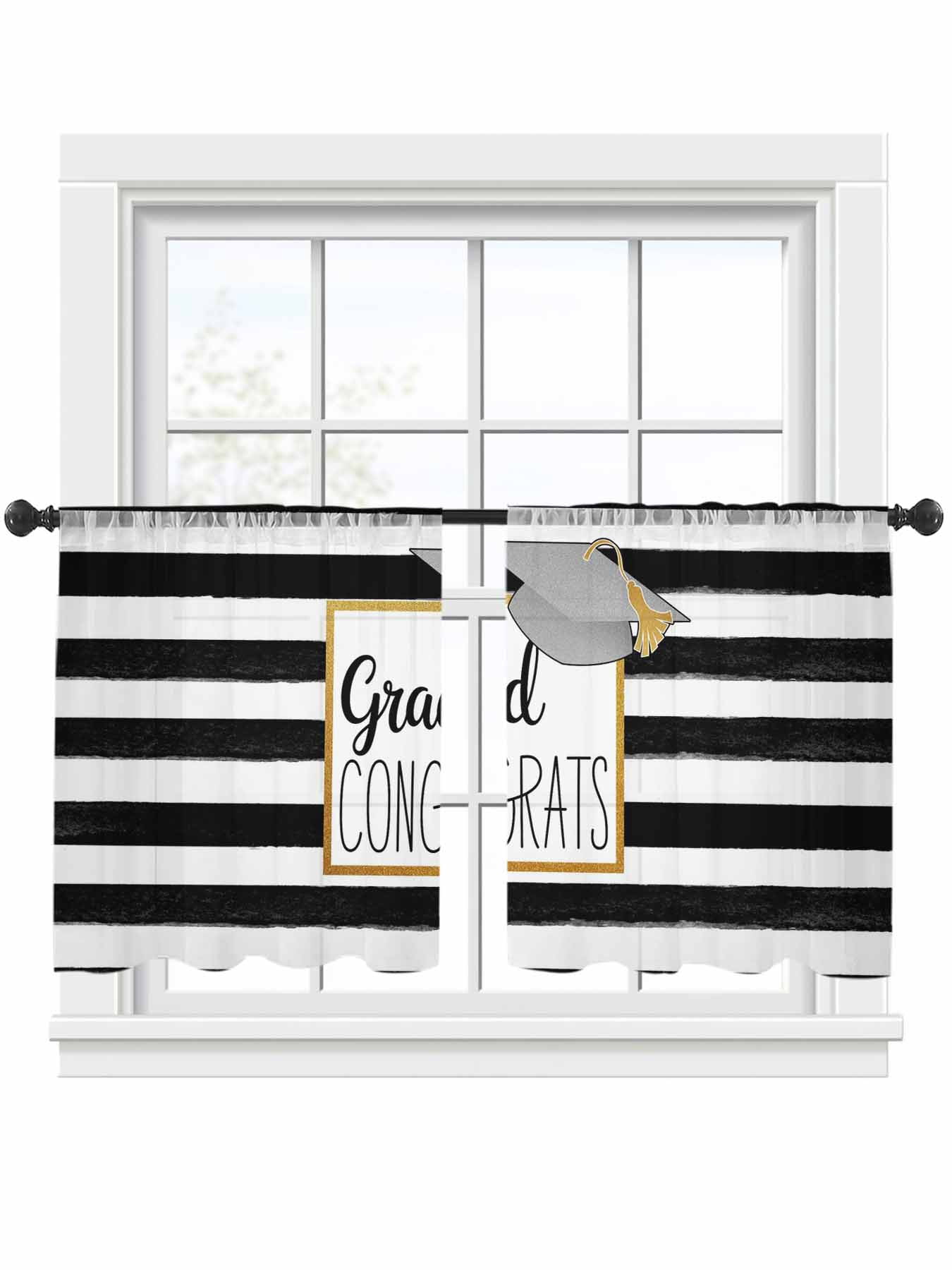 Graduation Top Hat Sheer Curtains for Living Room Bedroom, Light ...