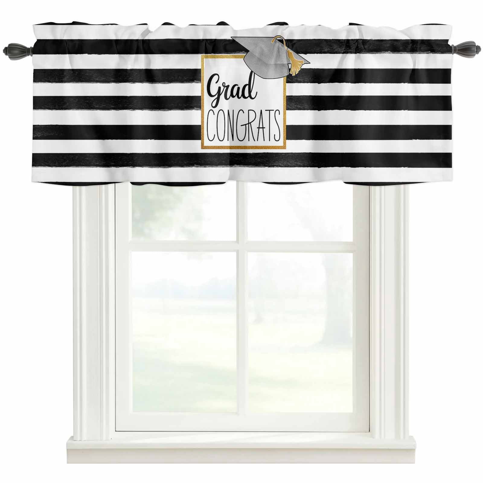 Graduation Trencher Cap Rod Pocket Curtain Valance, Farmhouse White ...