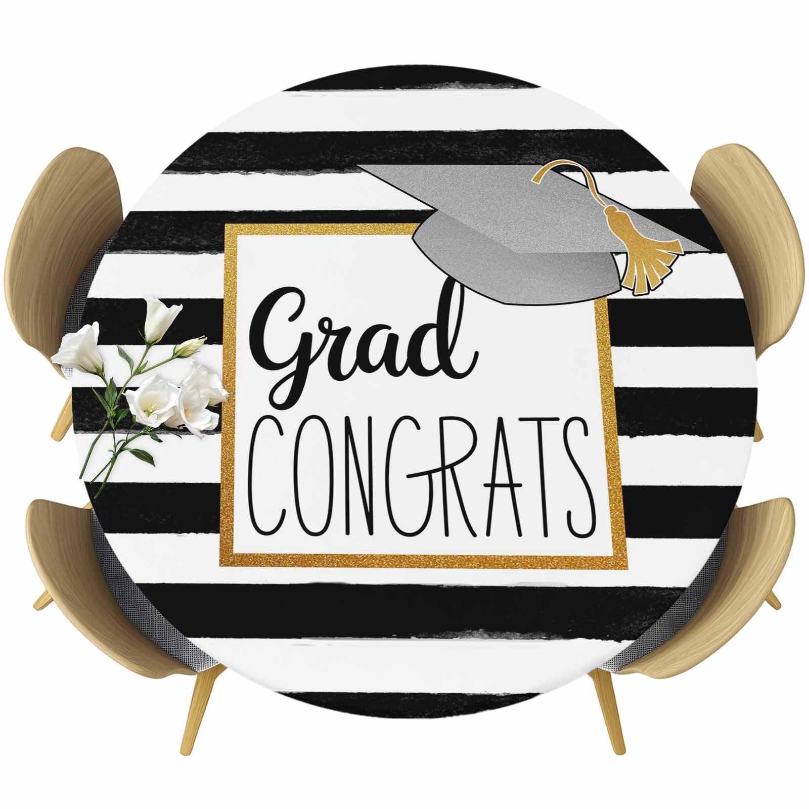Graduation Trencher Cap Round Tablecloth, Fitted Table Cover with ...