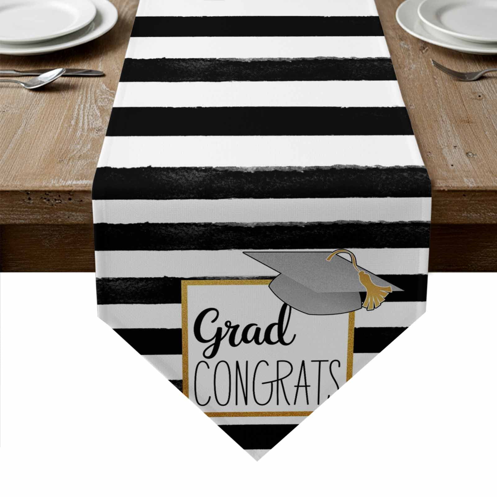 Graduation Trencher Cap Table Runner Linen Burlap Table Runner 90 ...