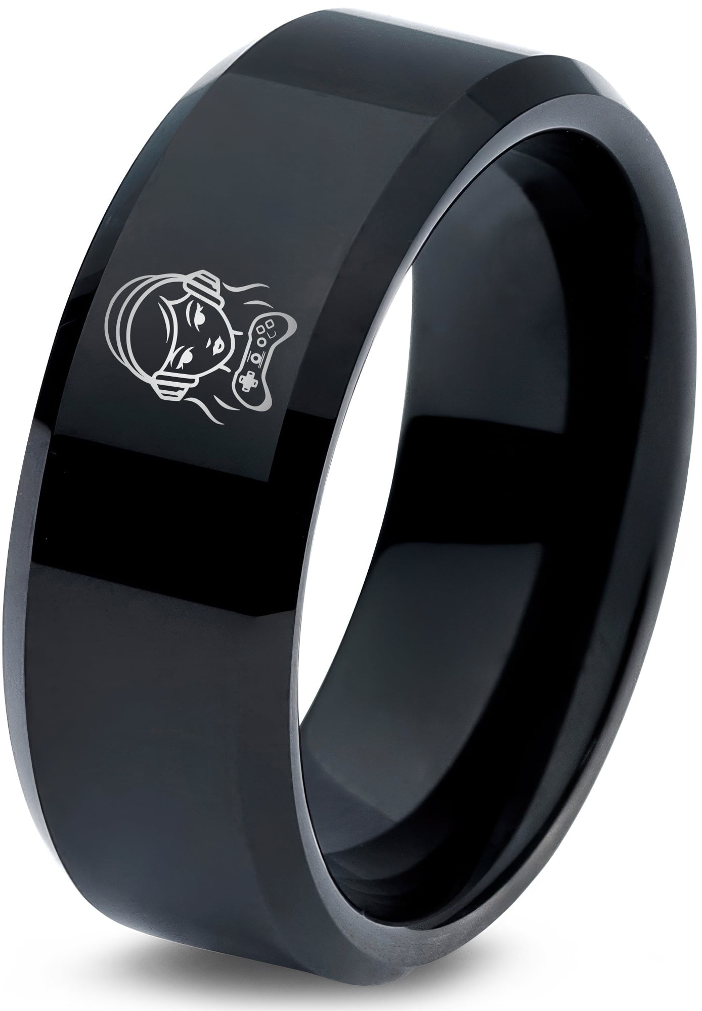 Graduation Tungsten Black Promise Ring Set Gamer Couples Rings New ...