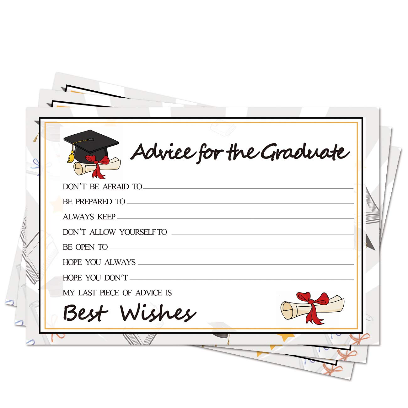 Graduation Wish Cards, 50 Pack Advice Cards for High School College ...