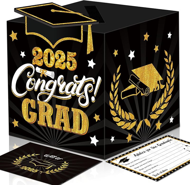Graduation Wish Cards with Black and Gold Card Holder Box - 36PCS Class ...