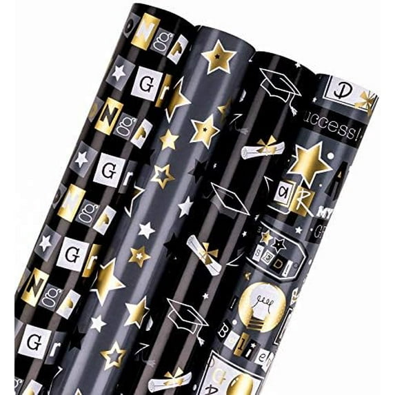 Graduation Wrapping Paper - Mini Roll - 4 Rolls - 17 Inch X 120 Inch ...