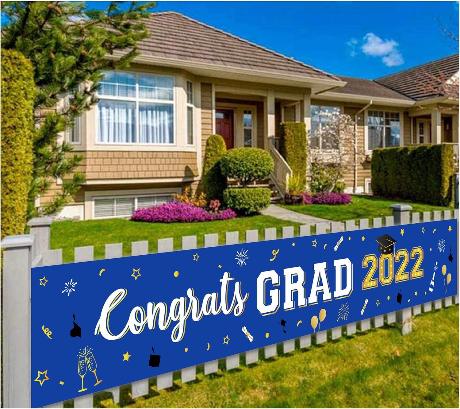 Graduation Yard Banner 2022,Blue Graduation Party Decorations ...