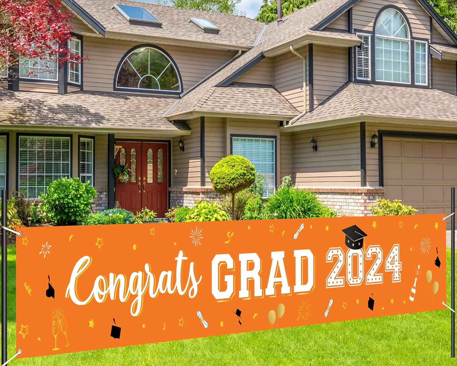 Graduation Yard Banner 2024,Orange Graduation Party Decorations ...