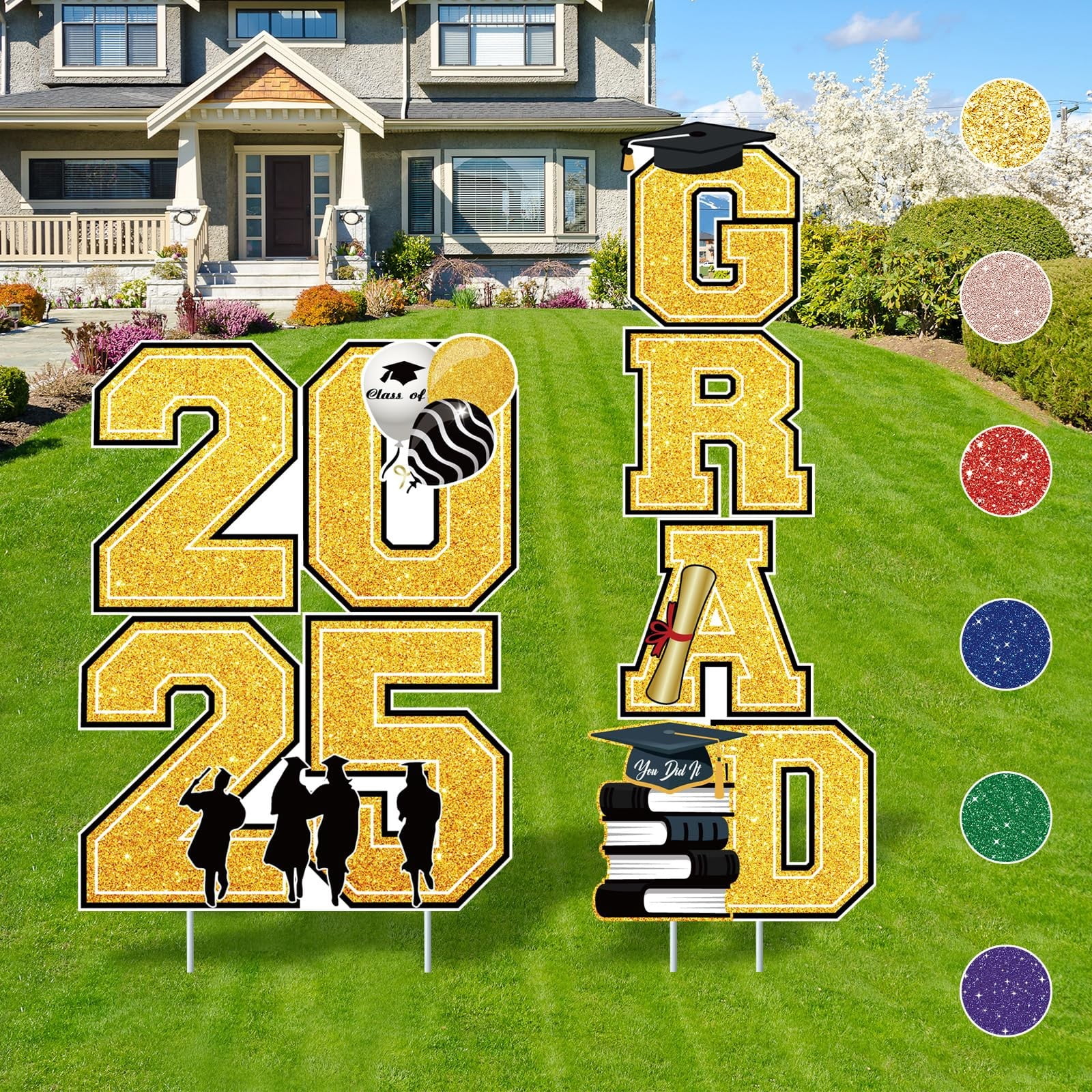 Graduation Yard Sign Class of 2025 Decorations, 4 Pcs Large Size 2025 ...