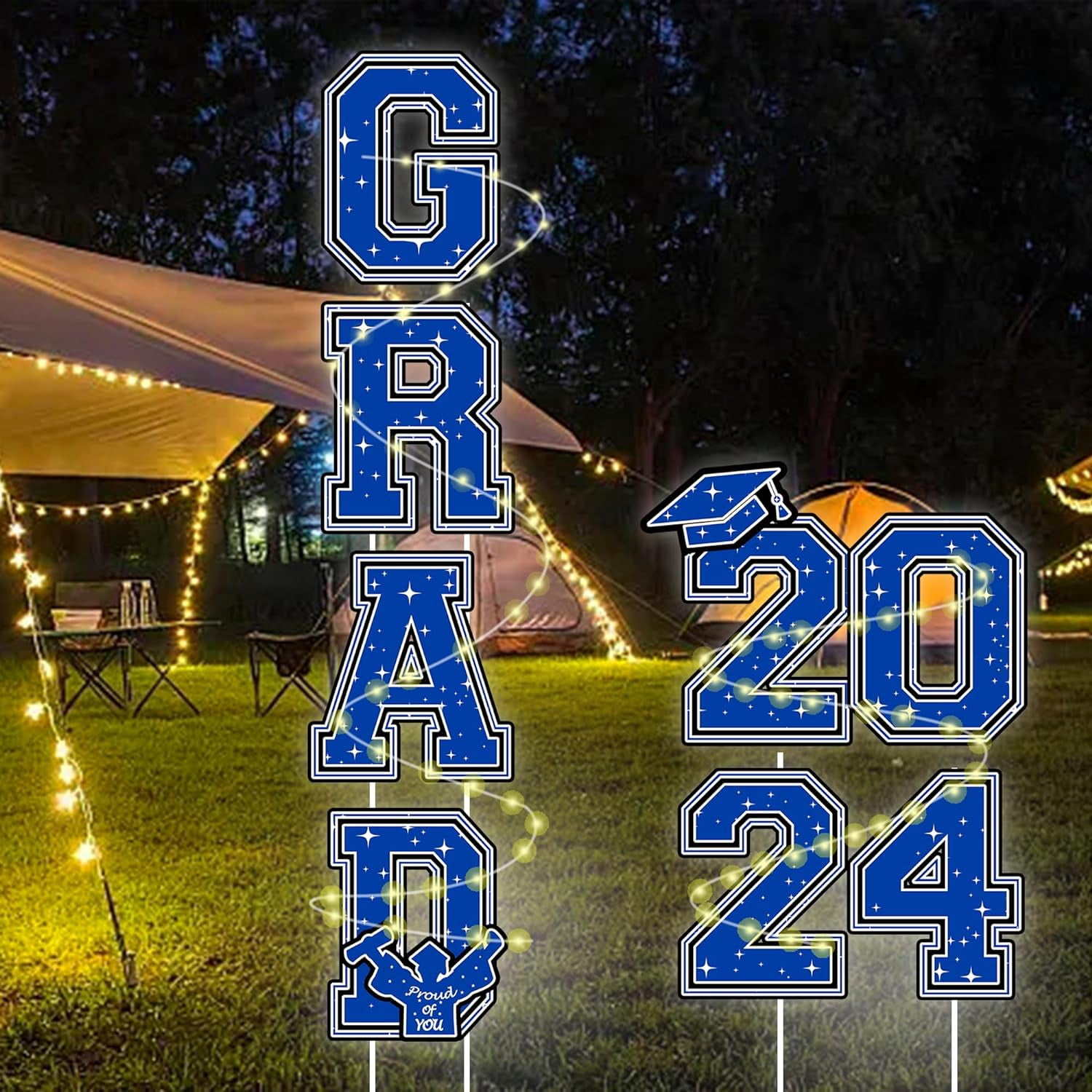 Graduation Yard Signs Class of 2024, 6PCS Blue Graduation Party Yard ...