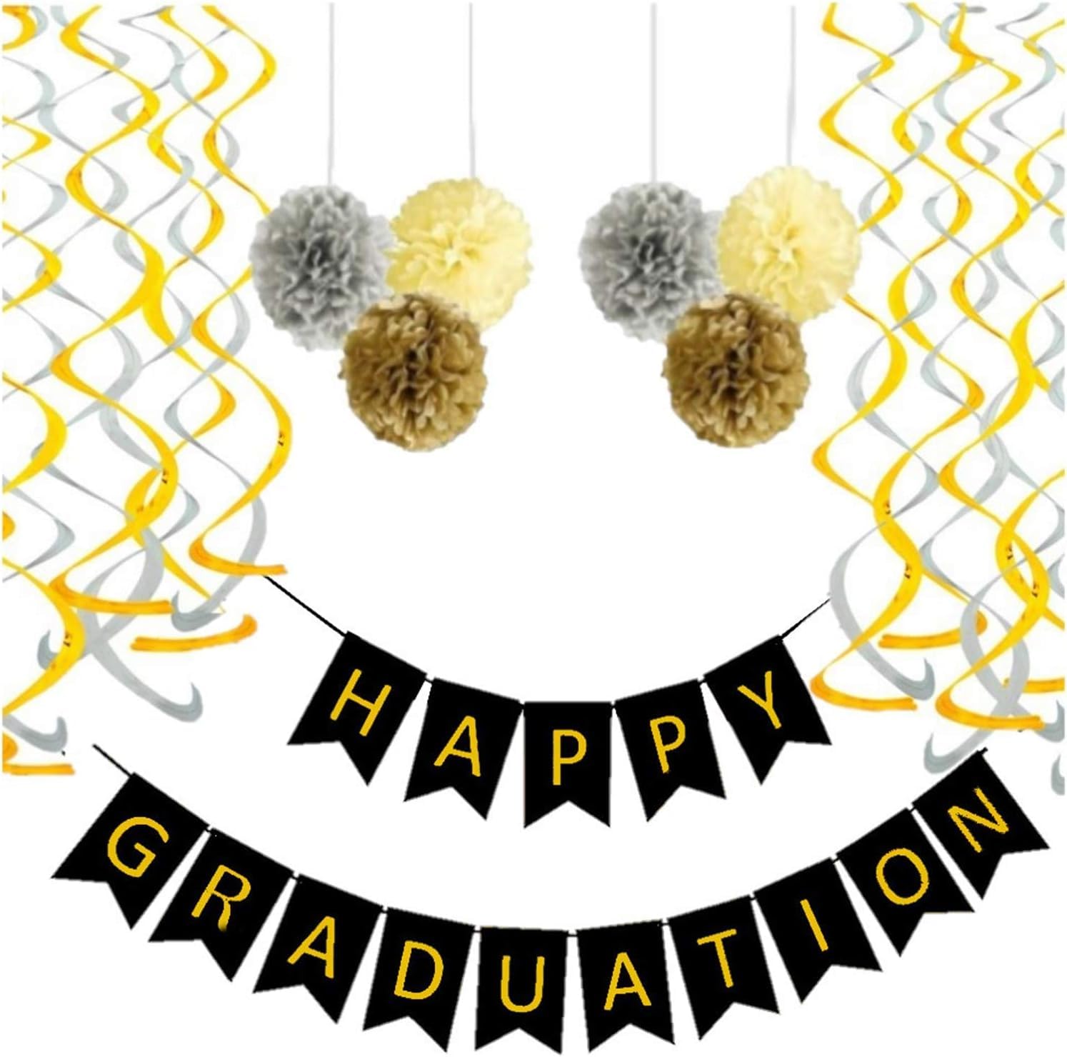 Graduation decorations 2025, Happy DHF10 Graduation Banner with 6 Pom ...