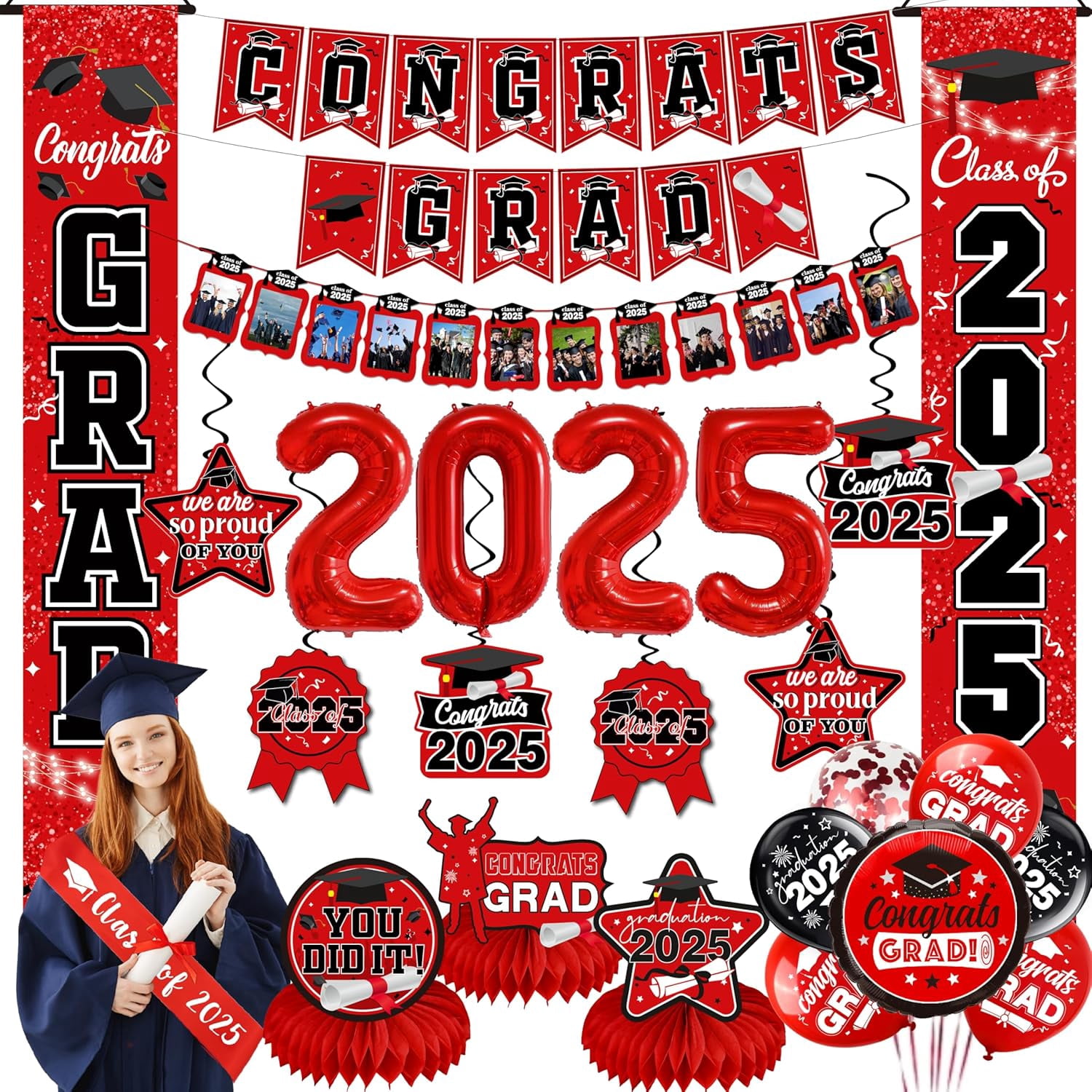 Graduation decorations class of 2025,Grad 2025 door porch signs ...