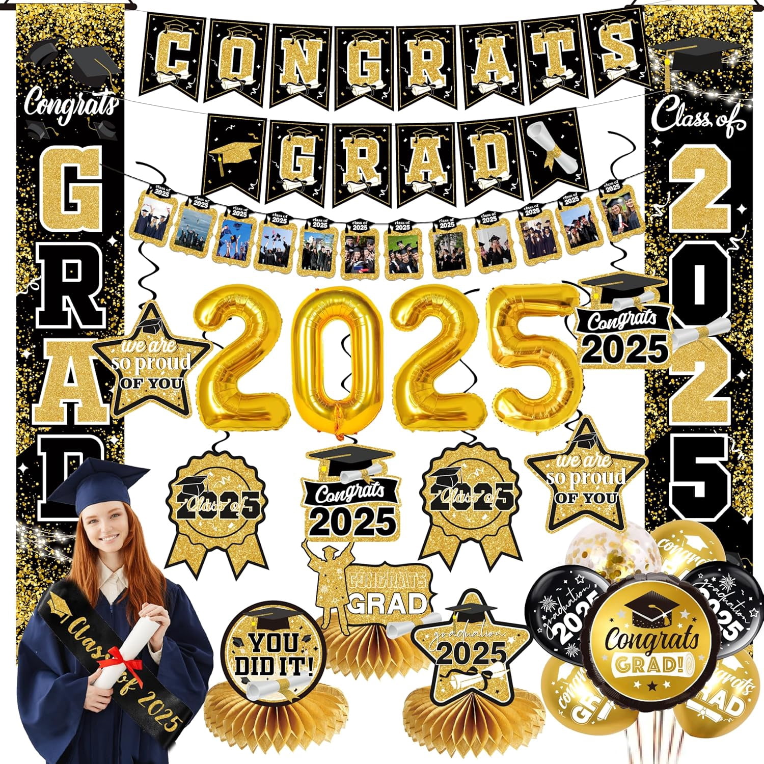 Graduation decorations class of 2025,Grad 2025 door porch signs ...