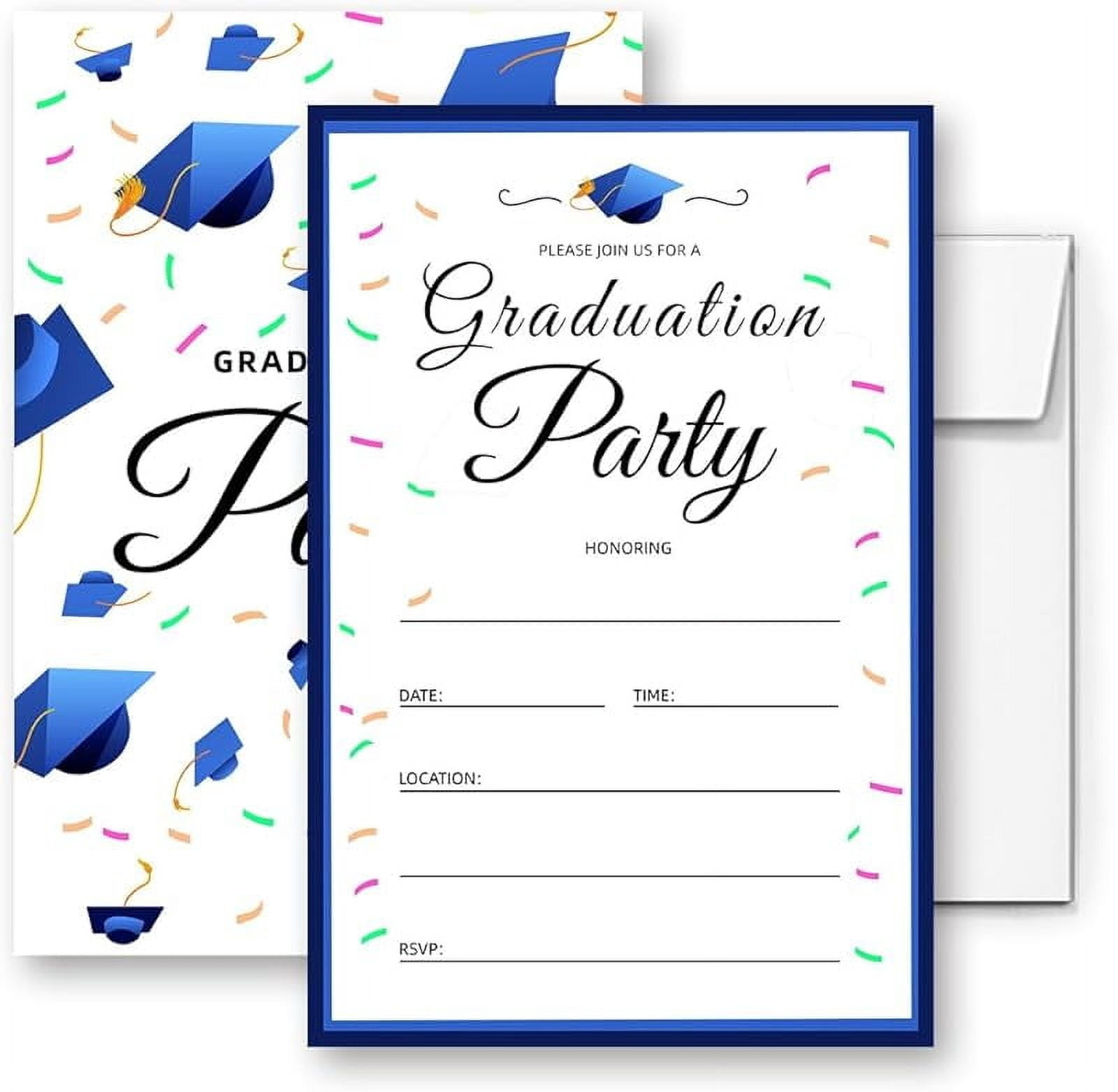 Graduation invitations blue with envelopes Grad Celebration ...
