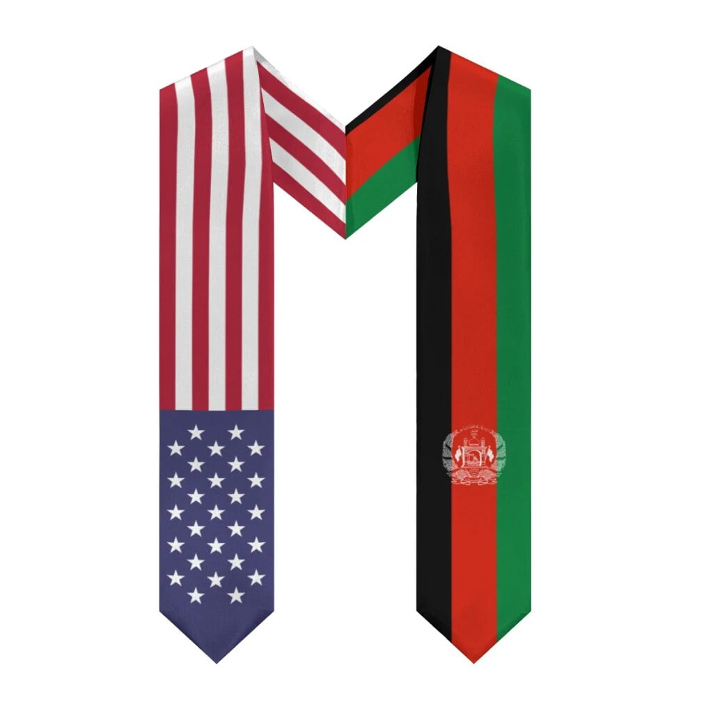 Graduation shawl Afghanistan & United States Flag Stole Sash Honor ...