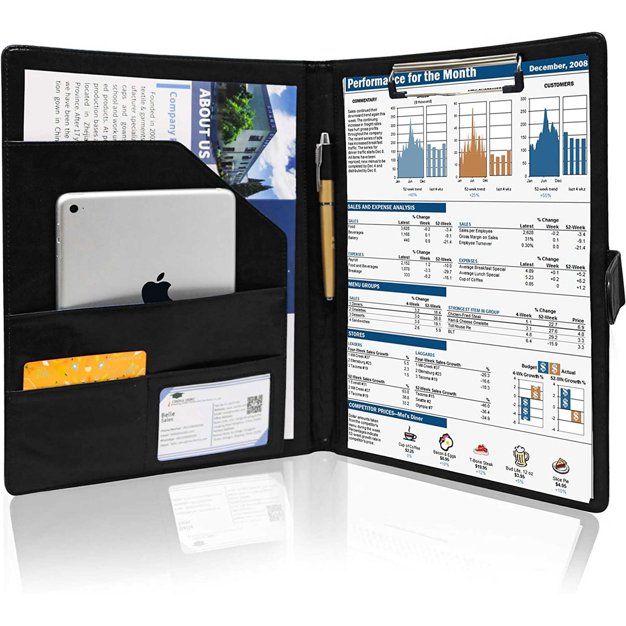 ProCase Portfolio 3-Ring Padfolio Folder Organizer, PU Leather Business ...