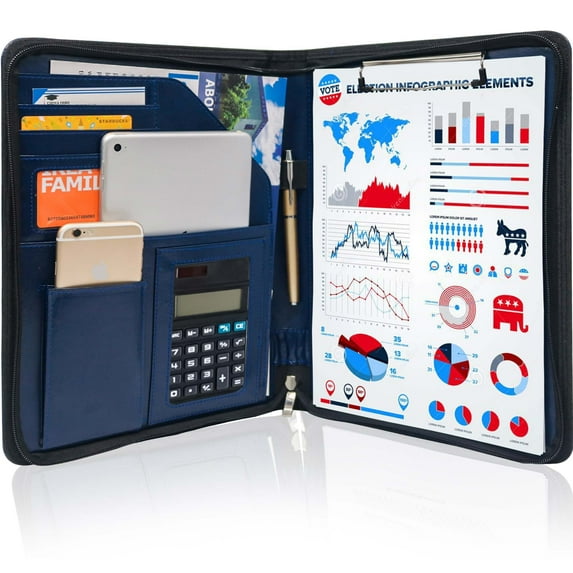 GraduationMall Business Zippered Padfolio Portfolio File Folder PU ...