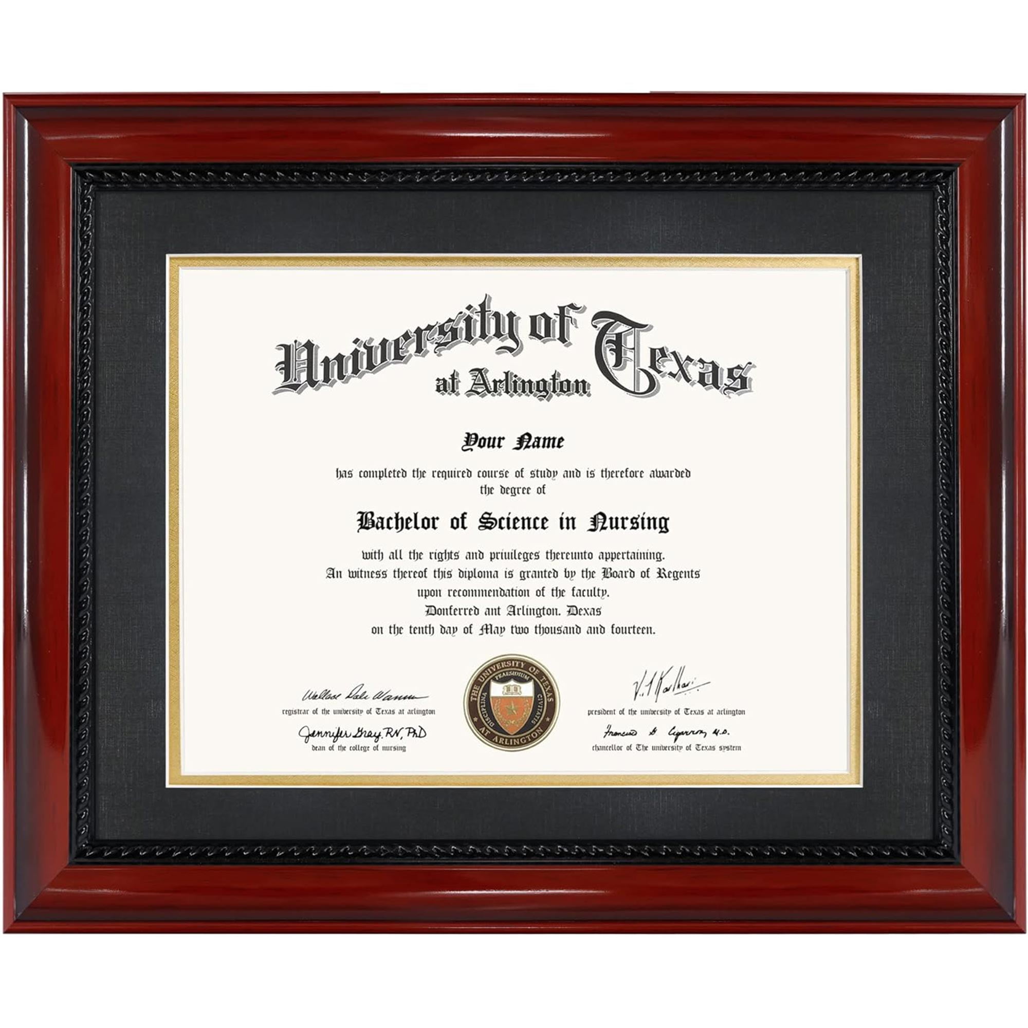GraduationMall Solid Wood Cherry Diploma Frame 8.5x11/11x14 with Black ...