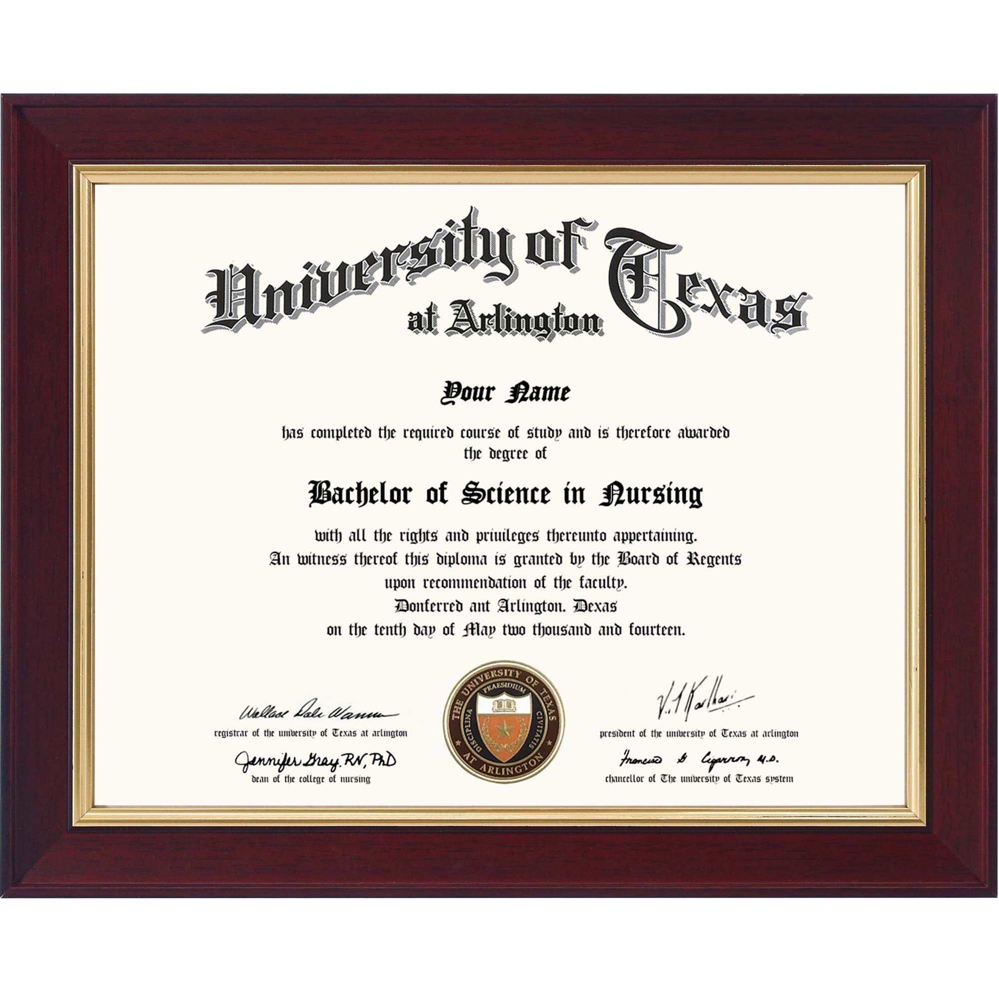 GraduationMall Cherry Diploma Certificate Frame with Gold Trim Tempered ...