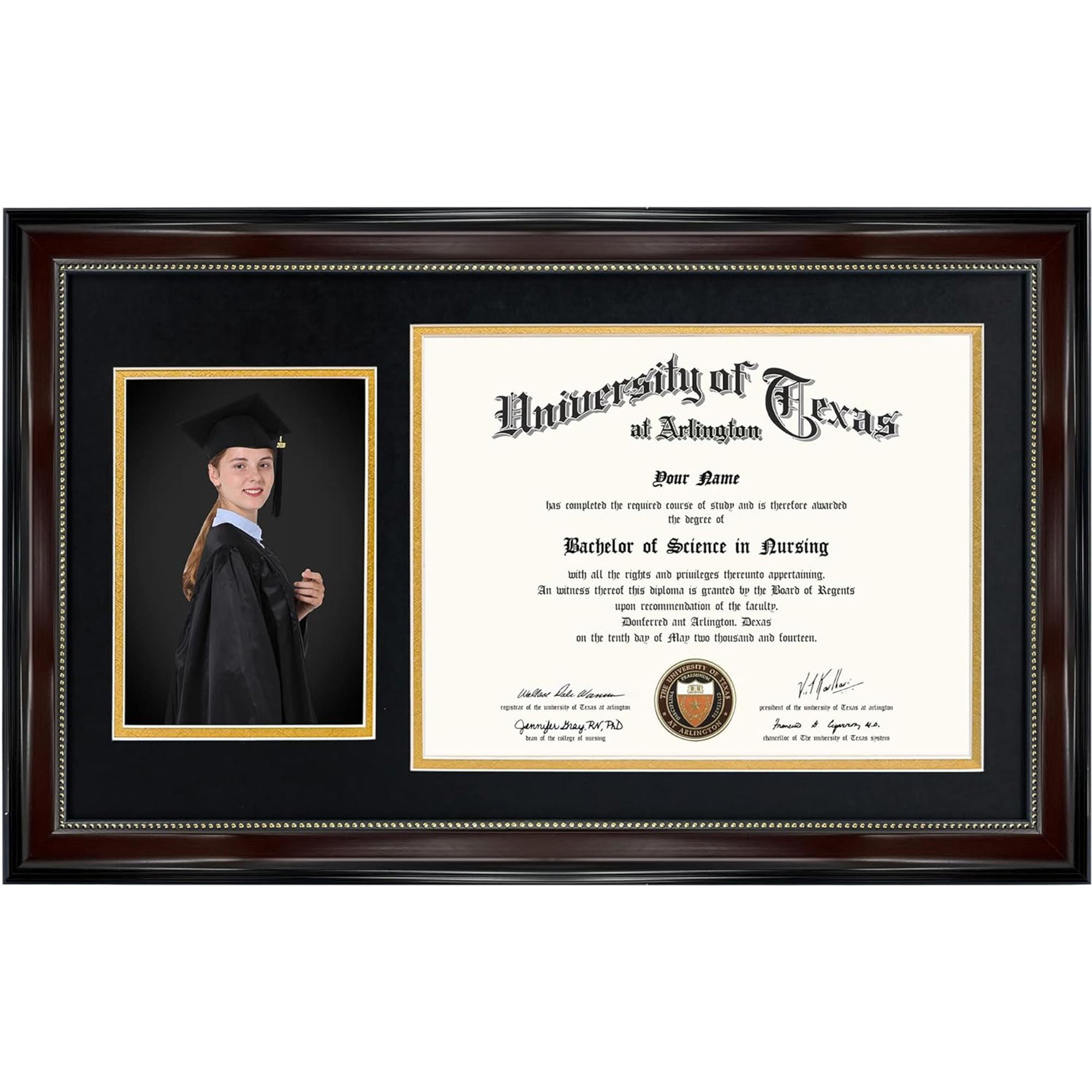 GraduationMall Mahogany Certificate Diploma Frame, Glass Cover, 8.5 x ...