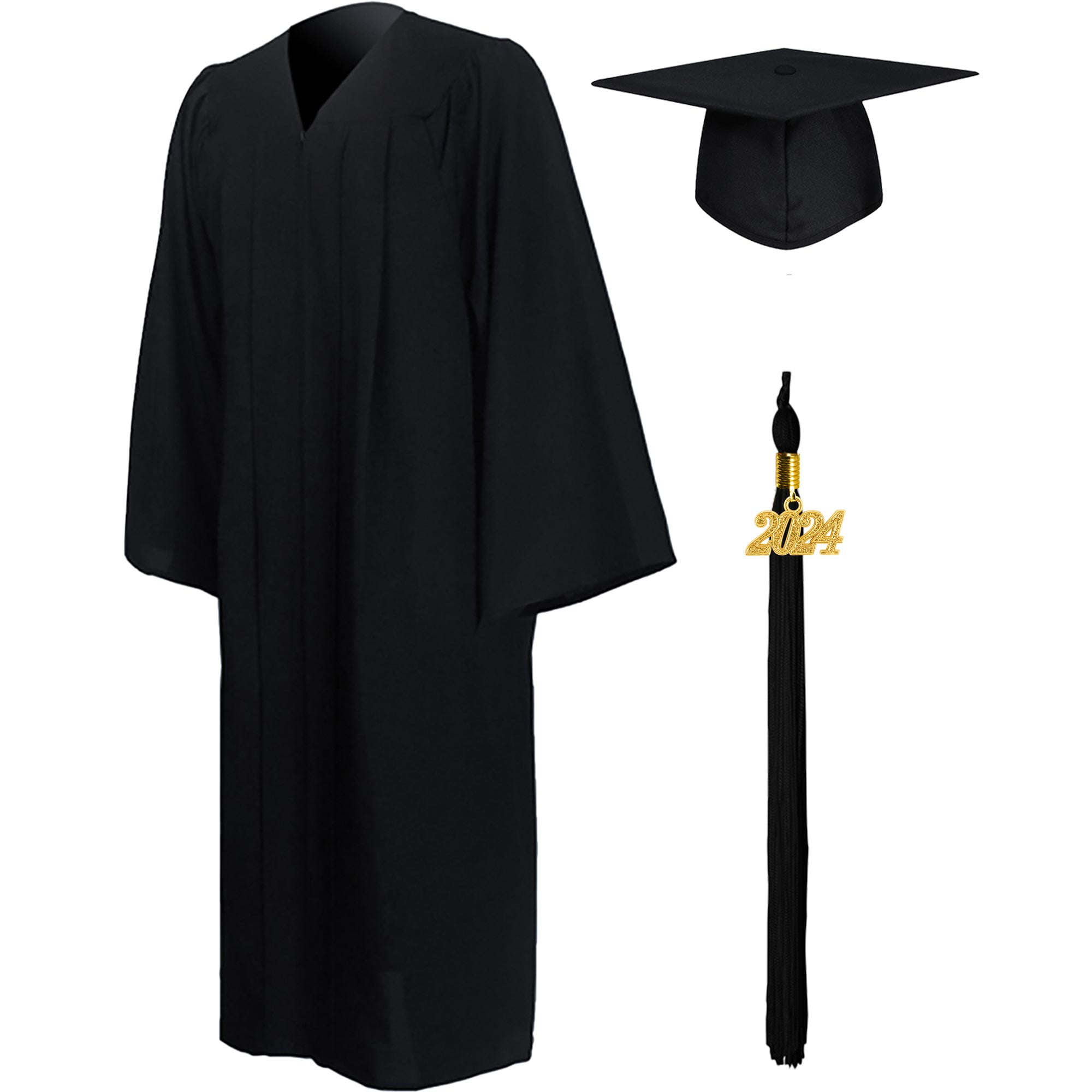 GraduationMall Matte Graduation Gown, Cap, Tassel Set 2024 for High ...