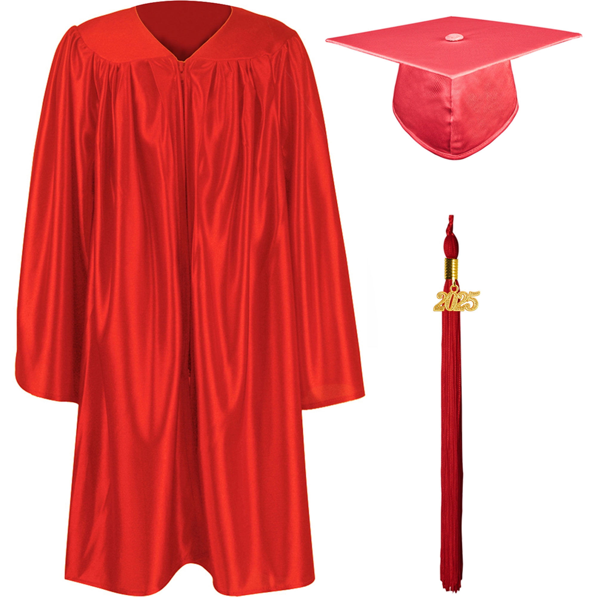 GraduationMall Shiny Kindergarten & Preschool Graduation Gown Cap Set with 2025 Tassel Red 30(3 ...