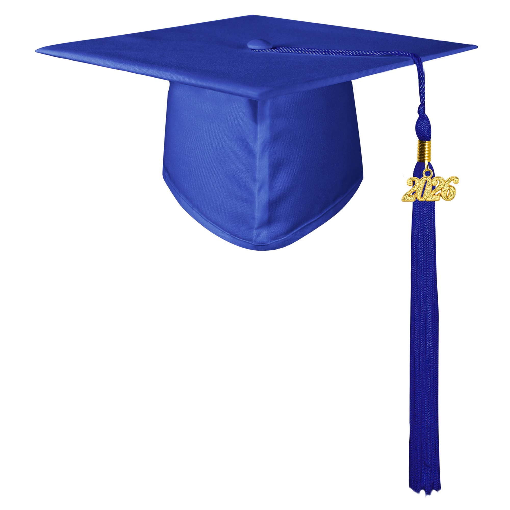 GraduationMall Unisex Matte Graduation Cap with 2025 Tassel Royal Blue ...