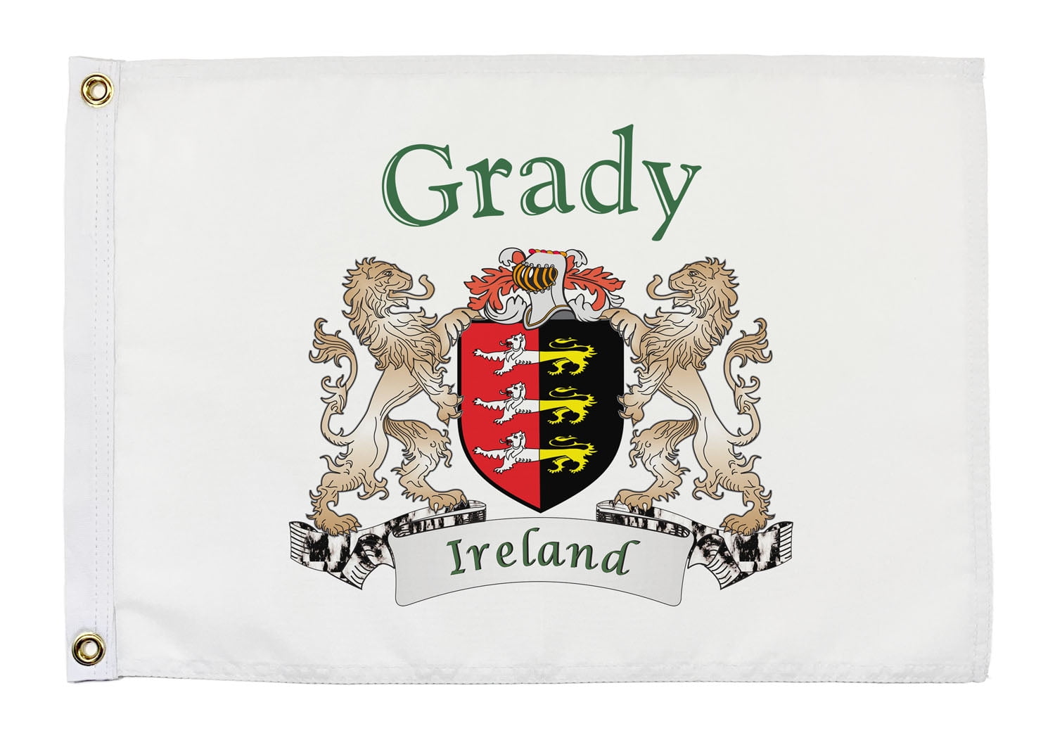 Grady Irish Coat of Arms Small White Flag - 16"x10.5" inches - Walmart ...