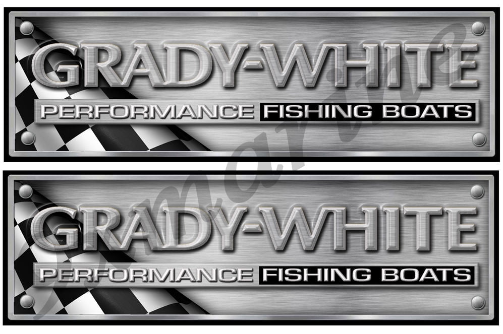 Grady White Metal Brushed Look Stickers - 10 inch long set. Remastered ...