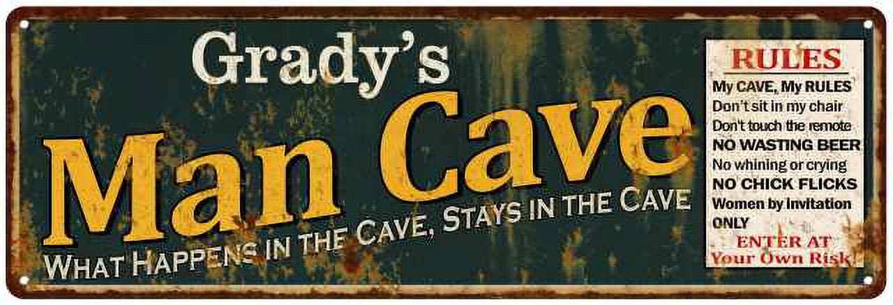 Grady's Man Cave Rules Green Sign Decor Gift 8x24 108240005170 ...