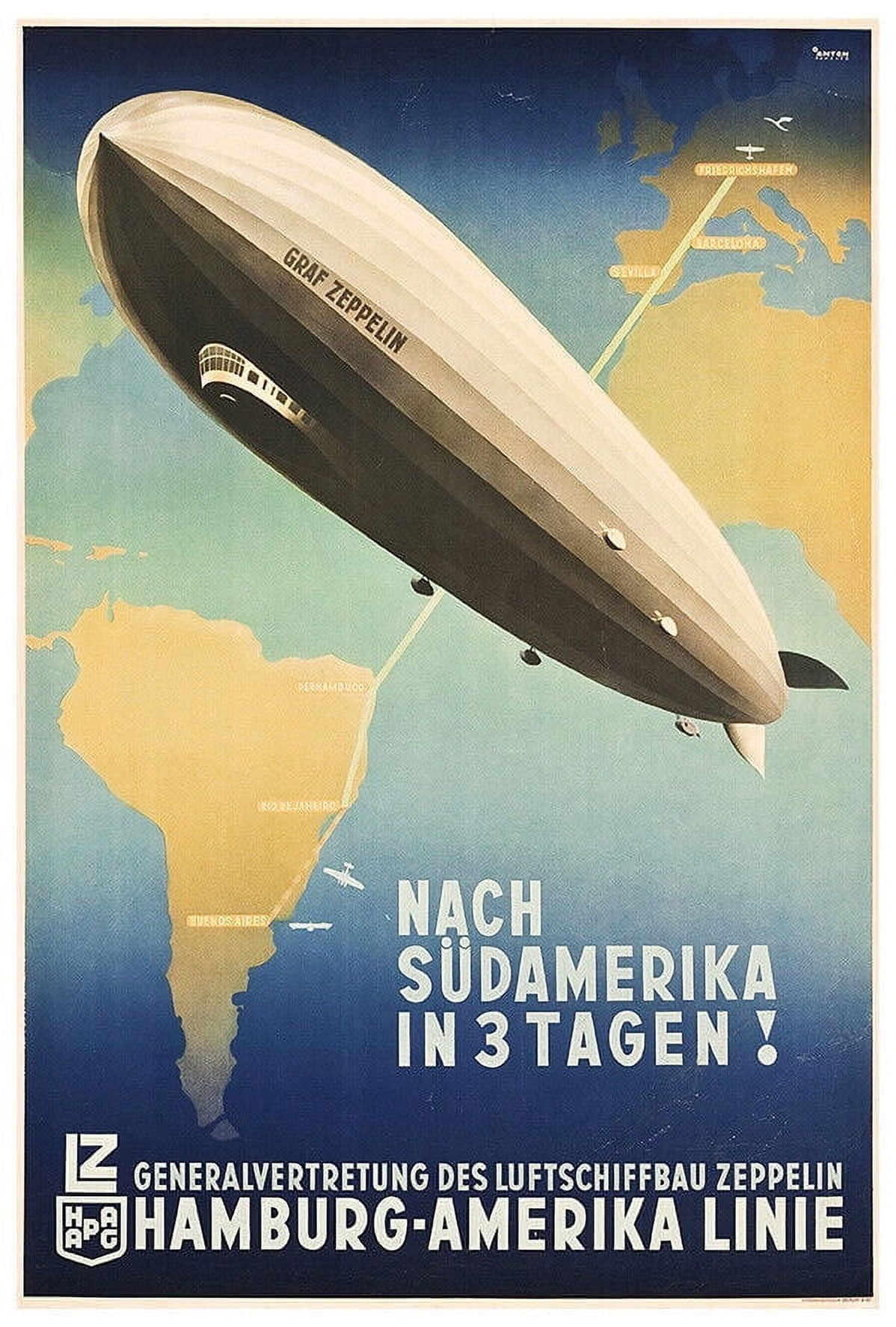 Graf Zeppelin - Hamburg to America Line - 1937 - Vintage Airline Travel ...