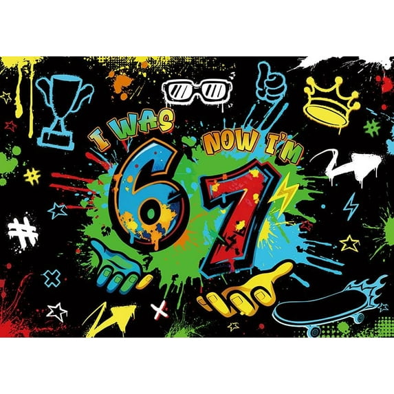 Graffiti 7th Birthday Backdrop Neon Paint Street Art Party Banner for ...